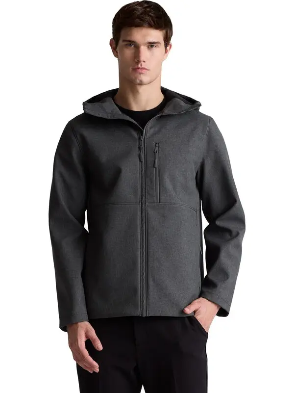 Quince Softshell Fleece-lined Full-zip Hooded Jacket - Heather Shady Charcoal