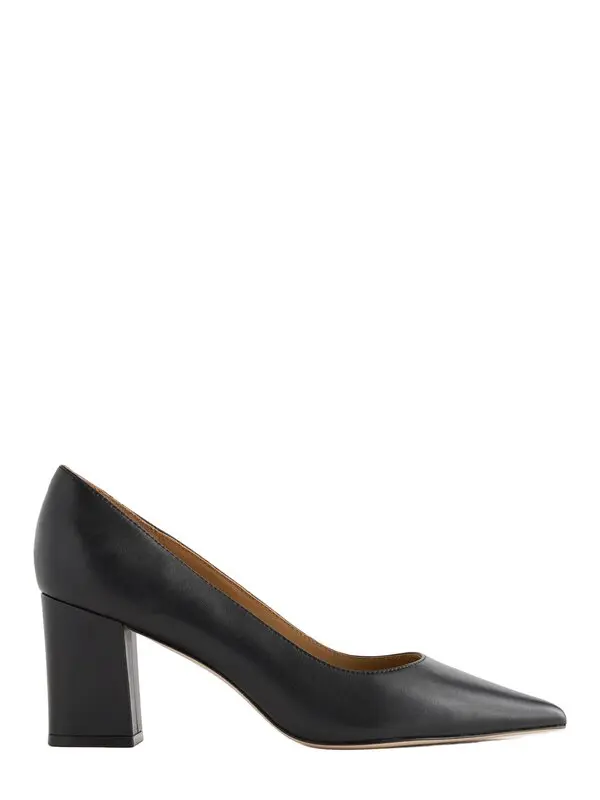 Quince Italian Leather 65mm Block Heel Pump - Black