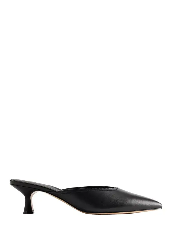 Quince Italian Leather 55mm Kitten Heel Mule - Black