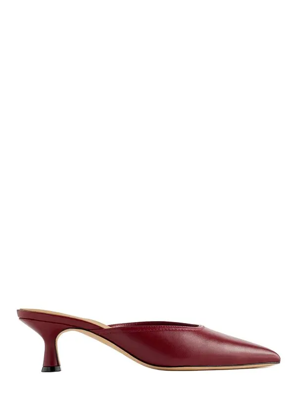 Quince Italian Leather 55mm Kitten Heel Mule - Garnet