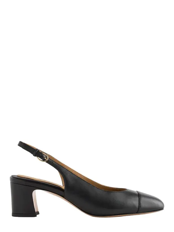 Quince Italian Leather Slingbacks - Black