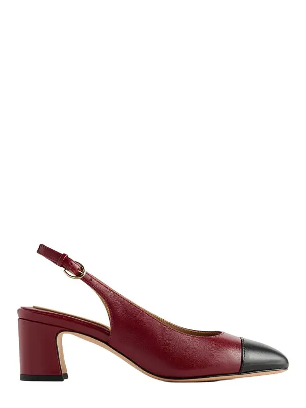 Quince Italian Leather 65mm Cap Toe Slingback - Garnet