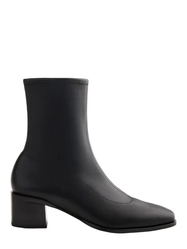 Quince Italian Leather Stretch Sock Bootie - Black