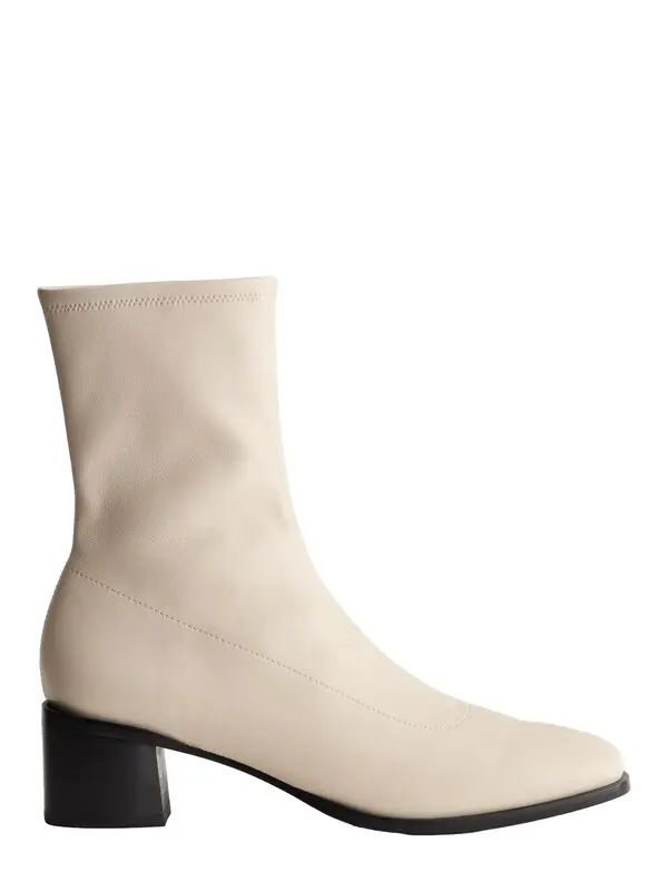 Quince Italian Leather Stretch Sock Bootie - Bone