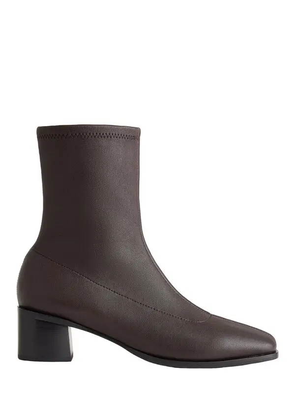 Quince Italian Leather Stretch Sock Bootie - Coffee Bean