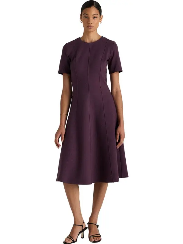 Quince Ultra-stretch Ponte Short Sleeve Midi Dress - Dark Orchid Purple