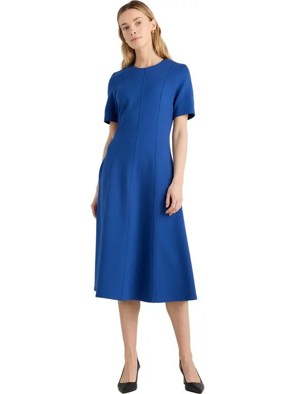 Quince Ultra-stretch Ponte Short Sleeve Midi Dress - Orchid Blue