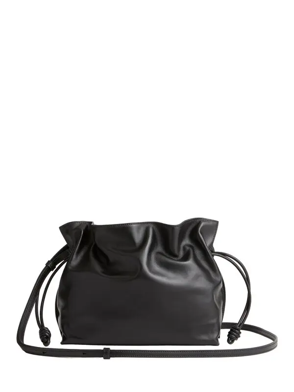 Quince Italian Leather Drawstring Pouch Crossbody - Black