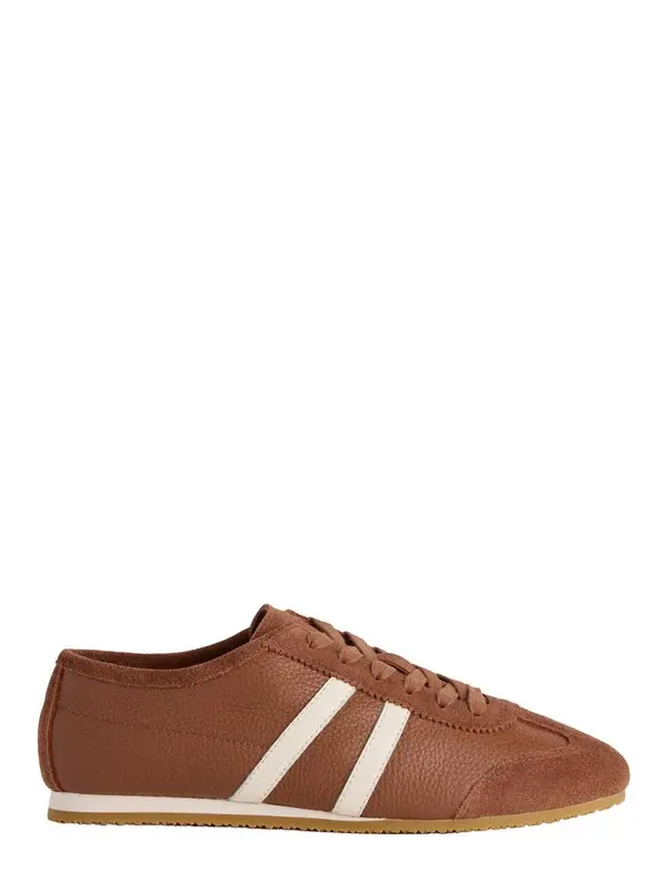 Quince Italian Leather & Suede Low Profile Sneaker - Cognac