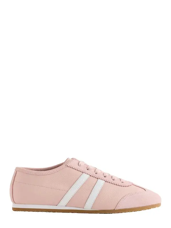 Quince Italian Leather & Suede Low Profile Lace Up Sneakers - Shell Pink