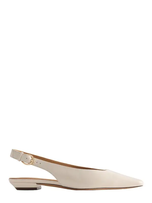 Quince Italian Leather Slingback Flat - Bone