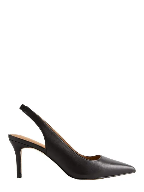 Quince Italian Leather Slingback Heel - Black