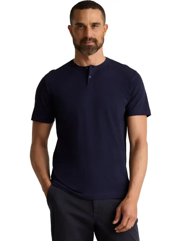 Quince 100% Pima Cotton Luxe Touch Henley - Deep Navy