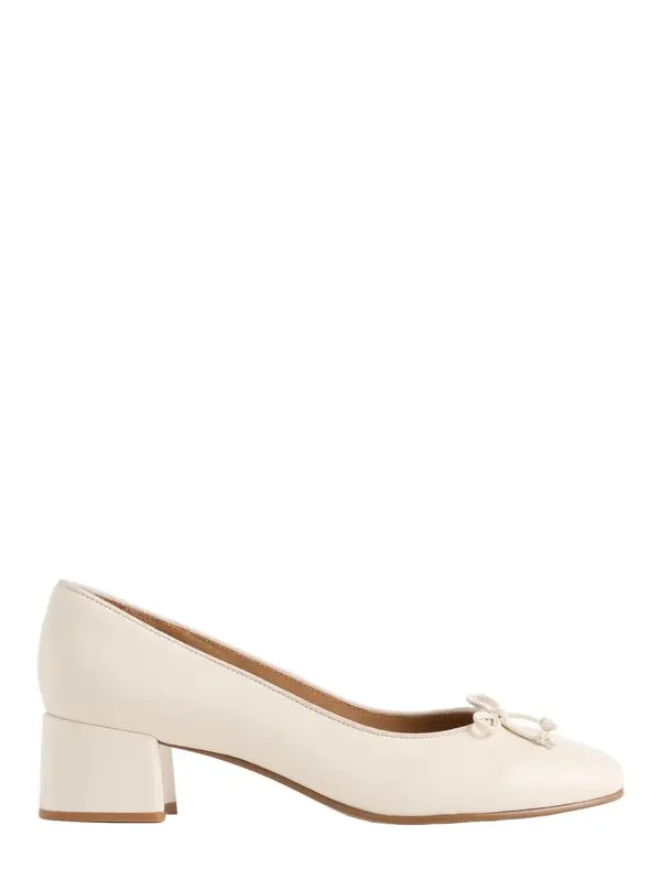 Quince Italian Leather Ballet Block Heel Pump - Bone