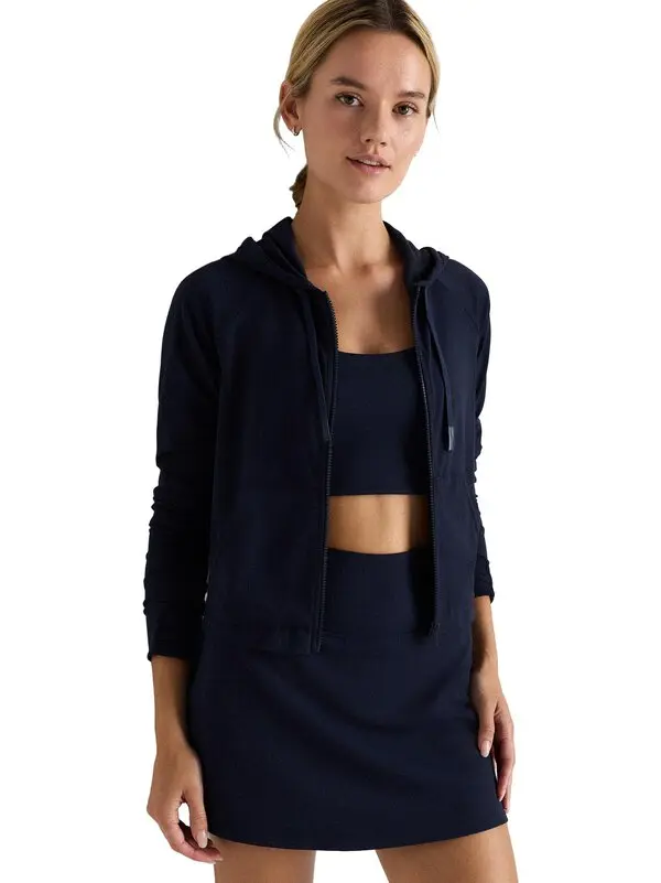 Quince Ultra-form Hooded Crop Jacket - Deep Navy