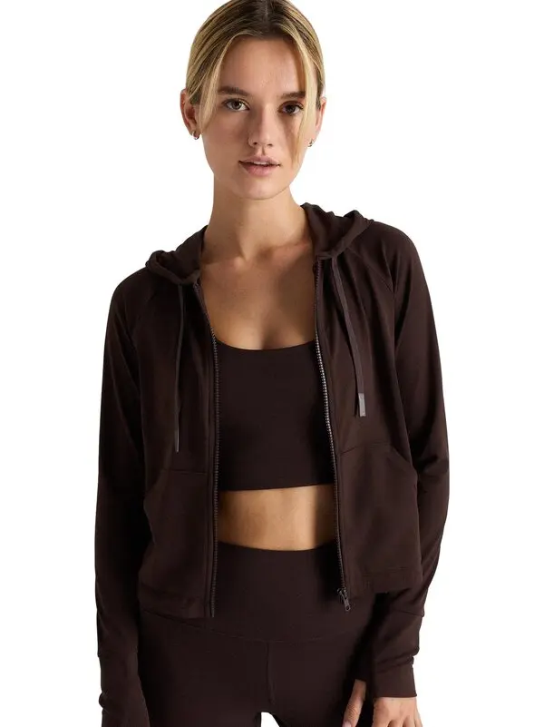 Quince Ultra-form Hooded Crop Jacket - Espresso