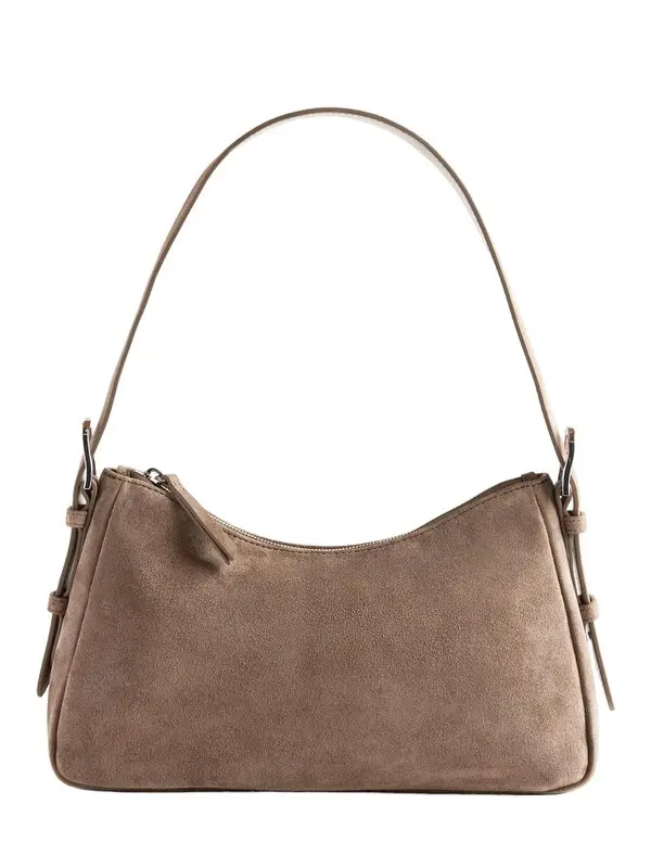 Quince Italian Suede Small Shoulder Bag - Pebble