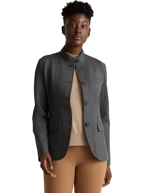 Quince Ultra-stretch Ponte Stand Collar Blazer - Charcoal
