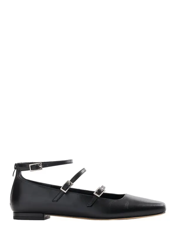 Quince Italian Leather Strappy Ballet Flat - Black