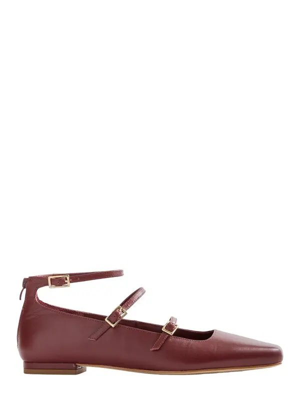 Quince Italian Leather Strappy Ballet Flat - Merlot