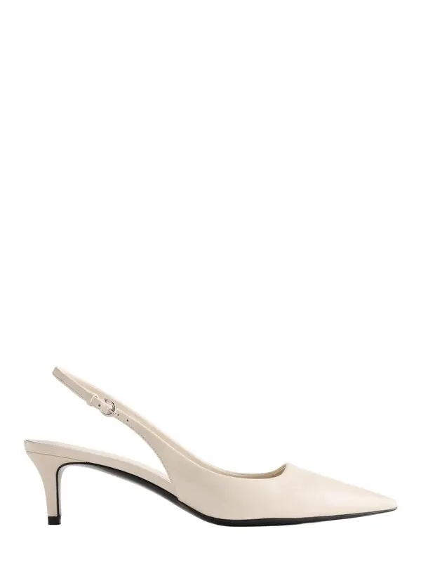 Quince Italian Leather 55mm Slingback Pump - Bone Patent