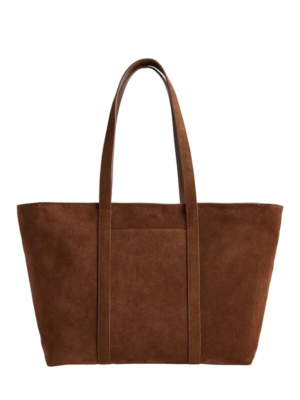 Quince Italian Suede Everyday Tote - Chocolate