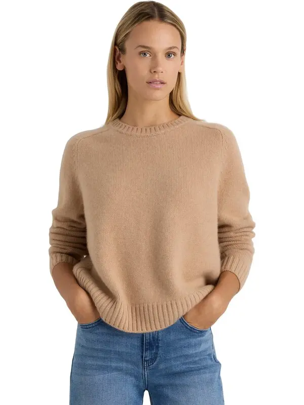 Quince Luxe Baby Cashmere Crewneck Sweater - Creamy Cortado