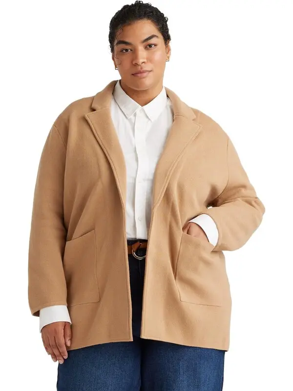 Quince Organic Cotton Knit Blazer - Camel