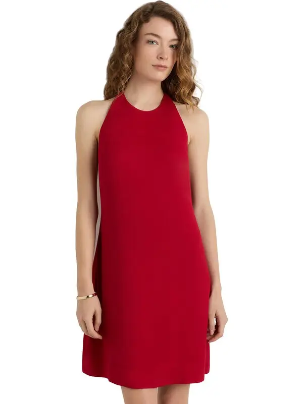 Quince Lightweight Crepe Halter Mini Dress - Ruby Red
