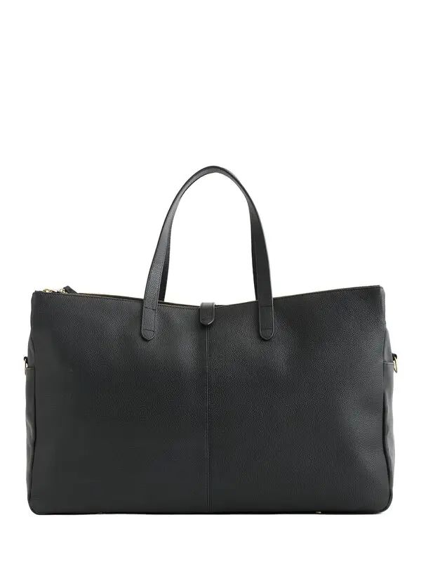 Quince Italian Leather Triple Compartment Weekender - Black