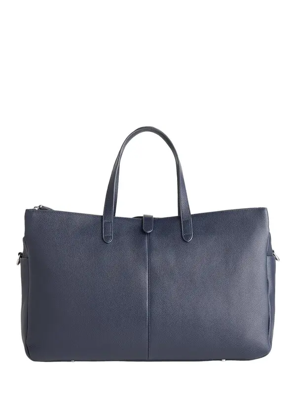 Quince Italian Leather Triple Compartment Weekender - Deep Navy
