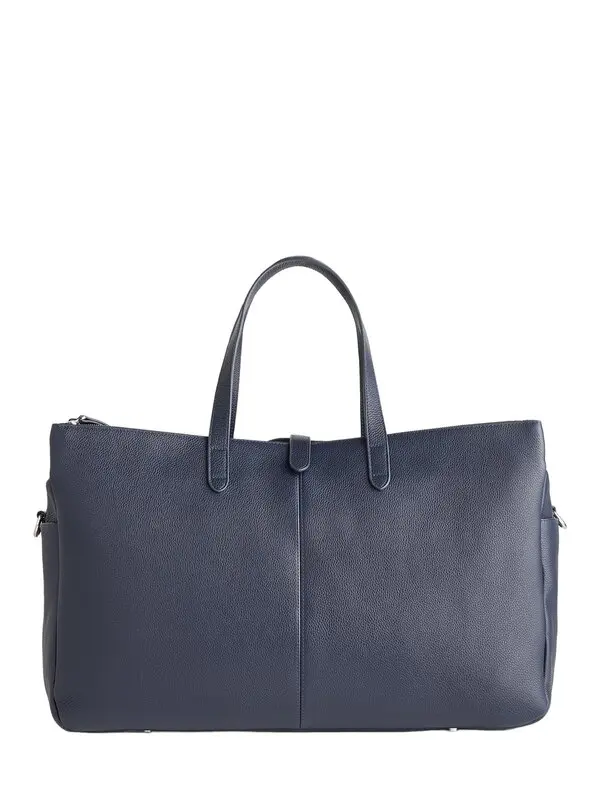 Quince Italian Leather Triple Compartment Weekender - Deep Navy