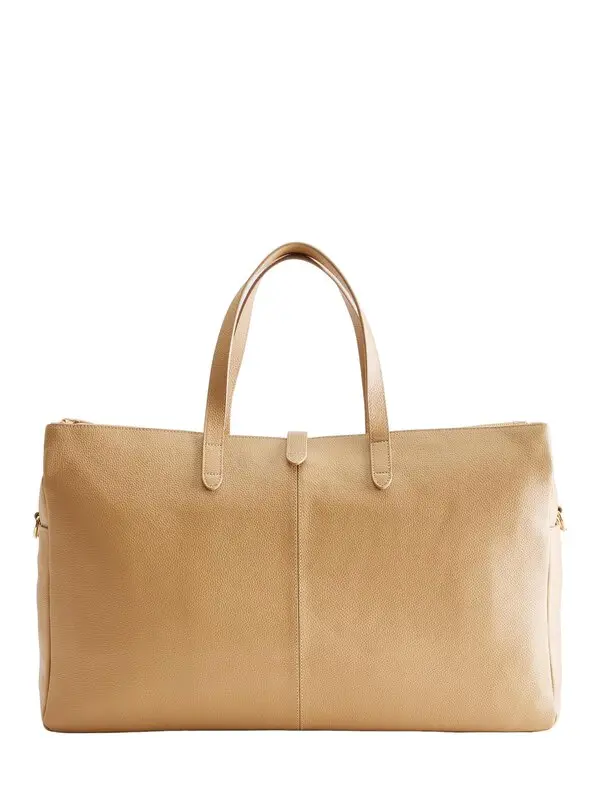 Quince Italian Leather Triple Compartment Weekender - Golden Tan