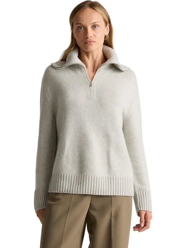 Quince Luxe Baby Cashmere Quarter Zip Sweater - Pearled Ivory