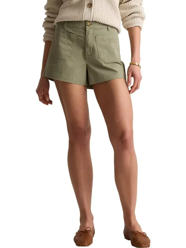 Quince Stretch Cotton Chino Patch Pocket Shorts - Olive