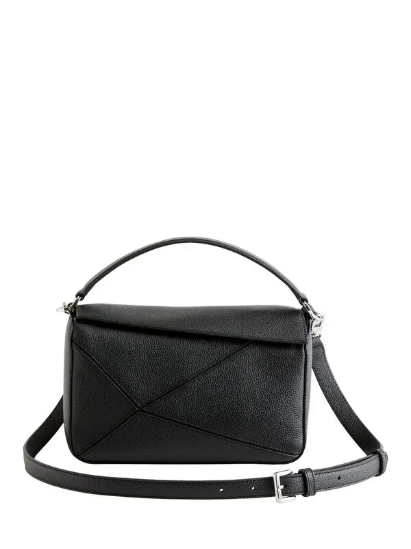 Quince Italian Leather Patchwork Crossbody - Black