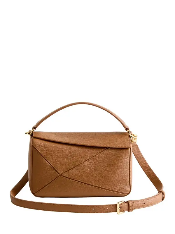 Quince Italian Leather Patchwork Crossbody - Cognac