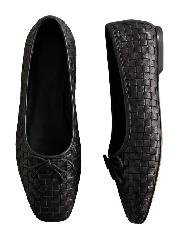 Quince Italian Leather Flats - Black