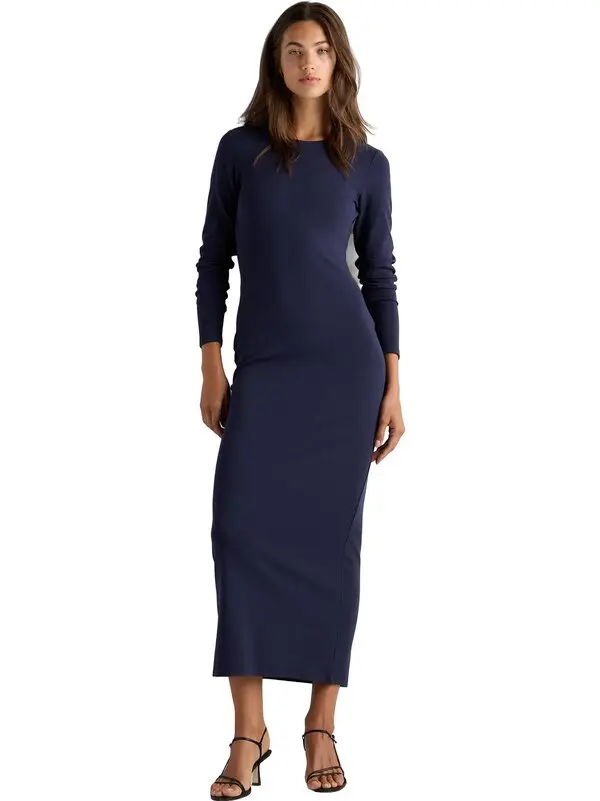 Quince Long Sleeve Knit Maxi Dress - Deep Navy