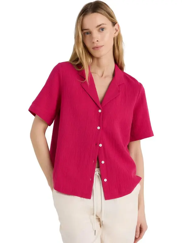 Quince Gauze Short Sleeve Shirt - Amaranth Pink