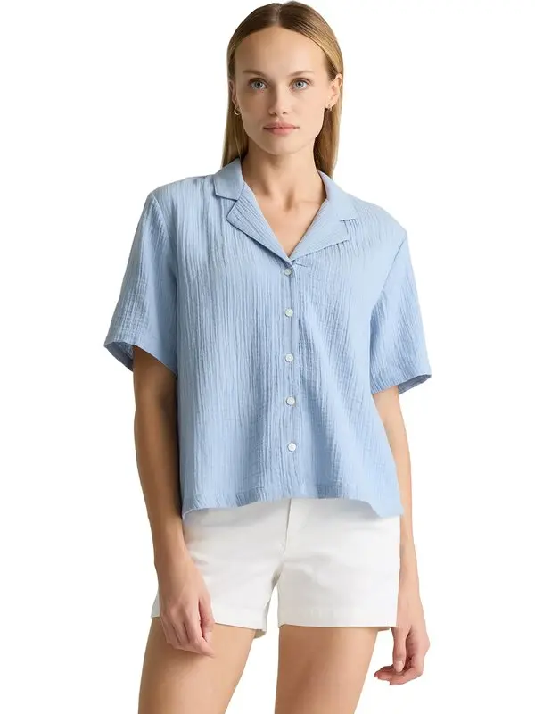 Quince Gauze Short Sleeve Shirt - Ocean Breeze