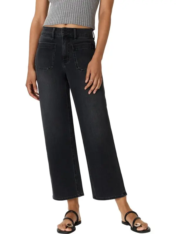 Quince Bella Stretch Patch Pocket Wide Leg Jeans - Faded Black