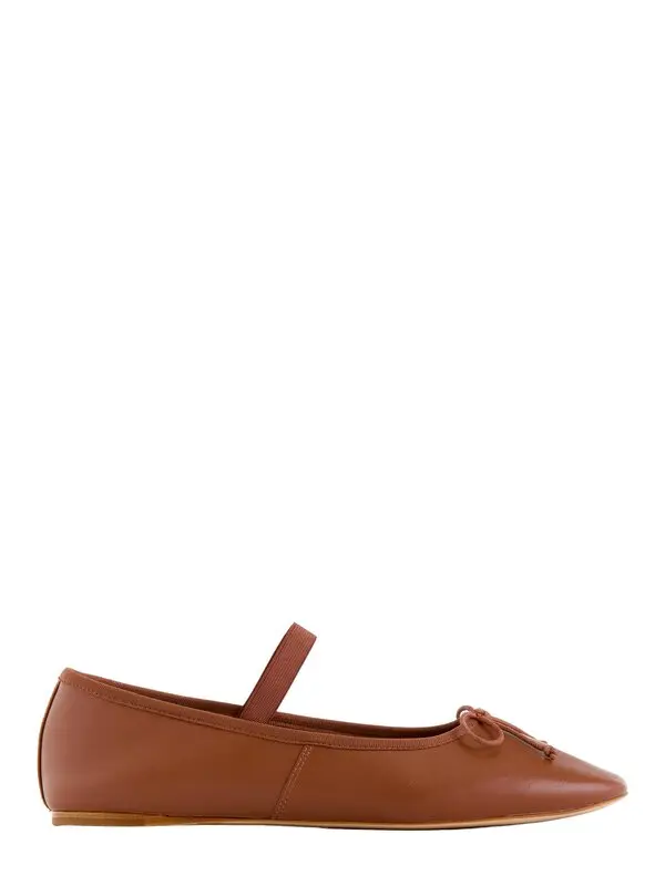 Quince Italian Leather Mary-jane Ballet Flat - Cognac