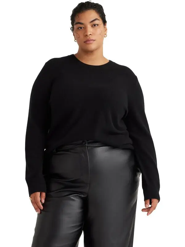 Quince Mongolian Cashmere Crewneck Sweater - Black