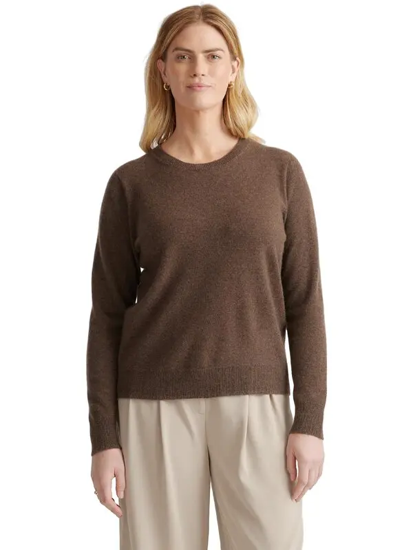 Quince Mongolian Cashmere Crewneck Sweater - Brown