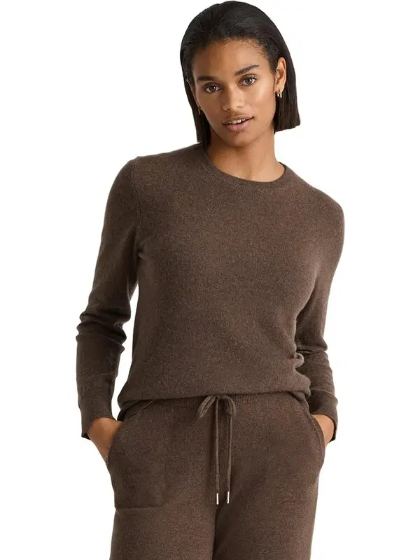 Quince Mongolian Cashmere Crewneck Sweater - Brown