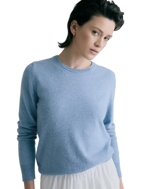 Quince Mongolian Cashmere Crewneck Sweater - Faded Denim