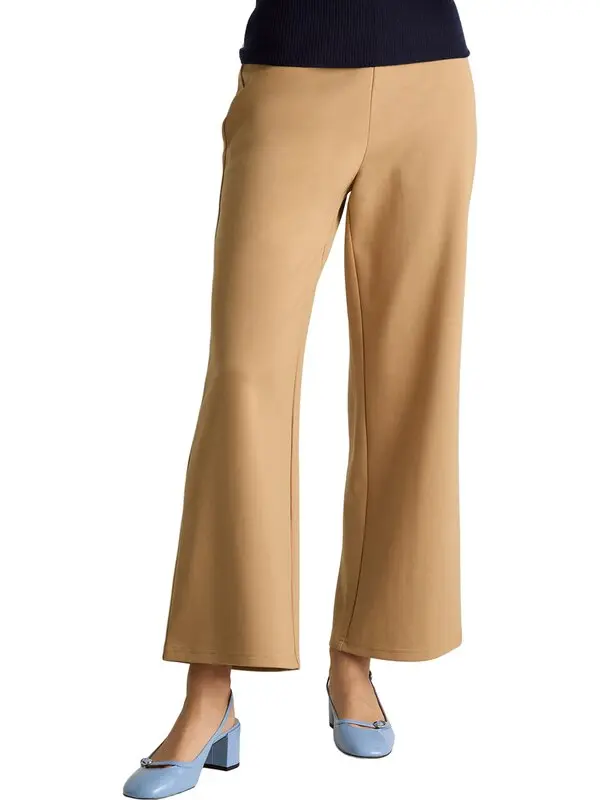 Quince Organic Cotton Double Knit Wide Leg Pants - Soft Camel