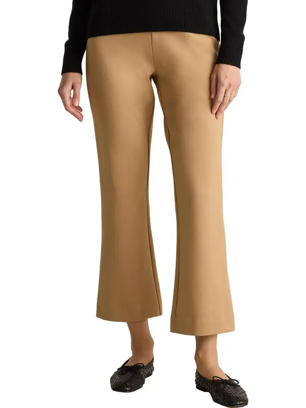 Quince Organic Cotton Double Knit Kick Flare Trousers - Soft Camel