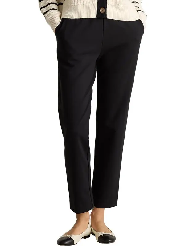 Quince Organic Cotton Double Knit Straight Pants - Bold Black